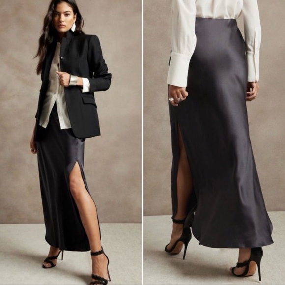 Banana Republic | Skirts | Nwt Banana Republic Dark Navy Blue Satin ...